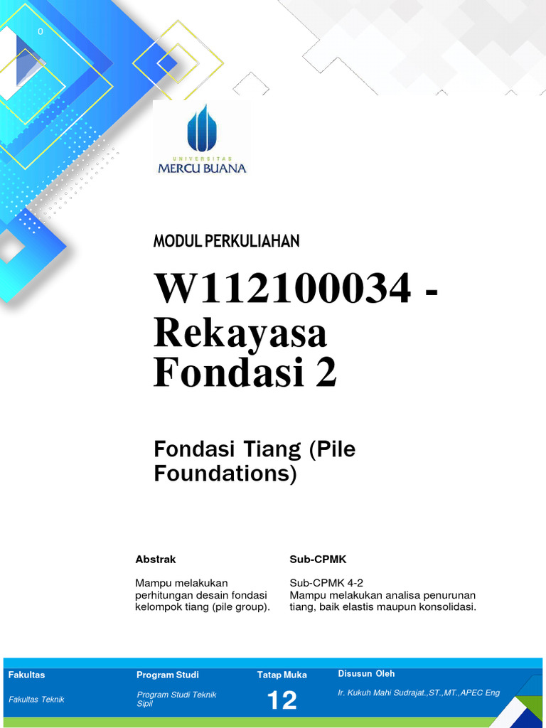 Modul Rekayasa Pondasi 2 (TM12) | PDF