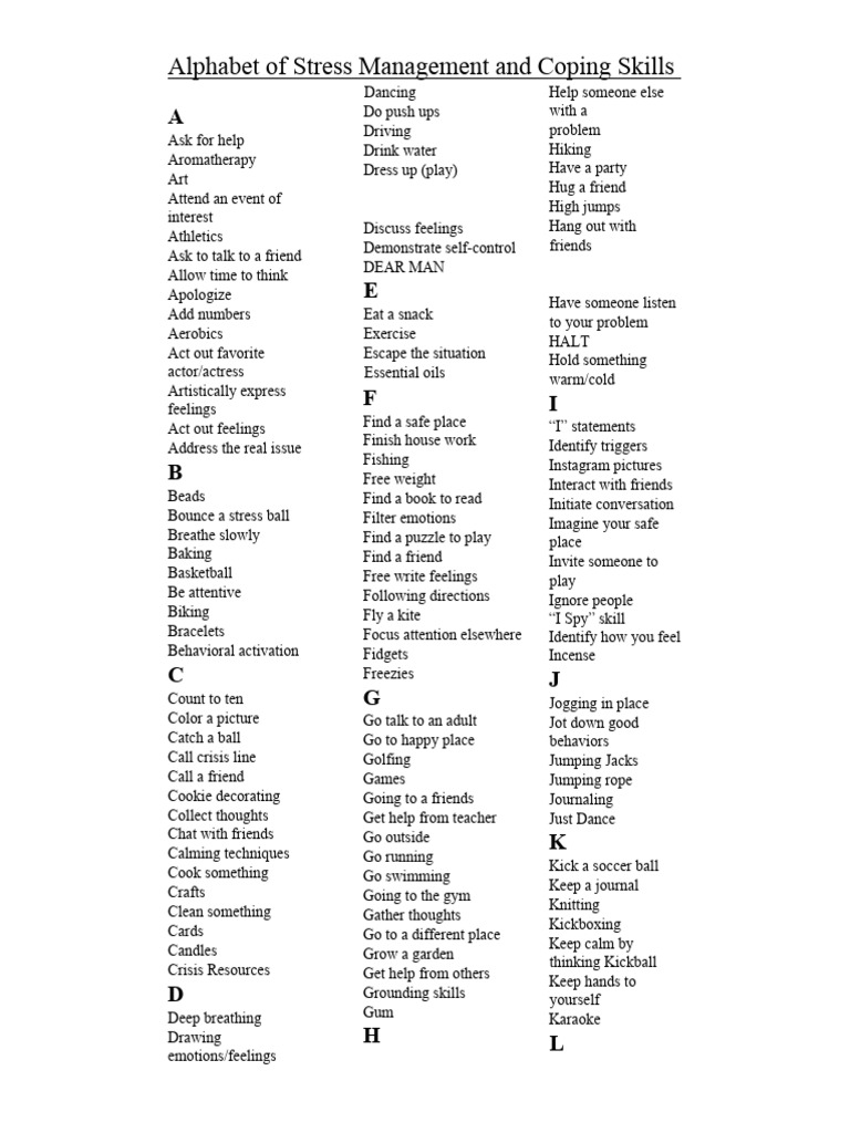 A to Z Coping Skills Guide | PDF