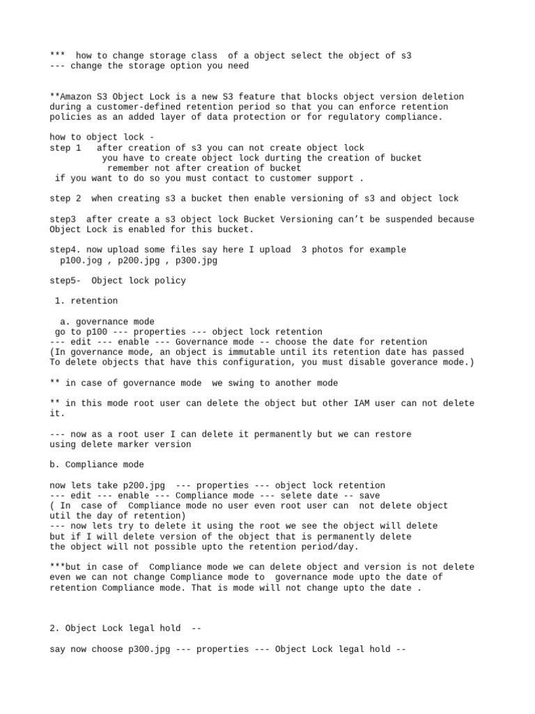 S3 Object Lock Guide for AWS Users | PDF | Computer Science | Data ...