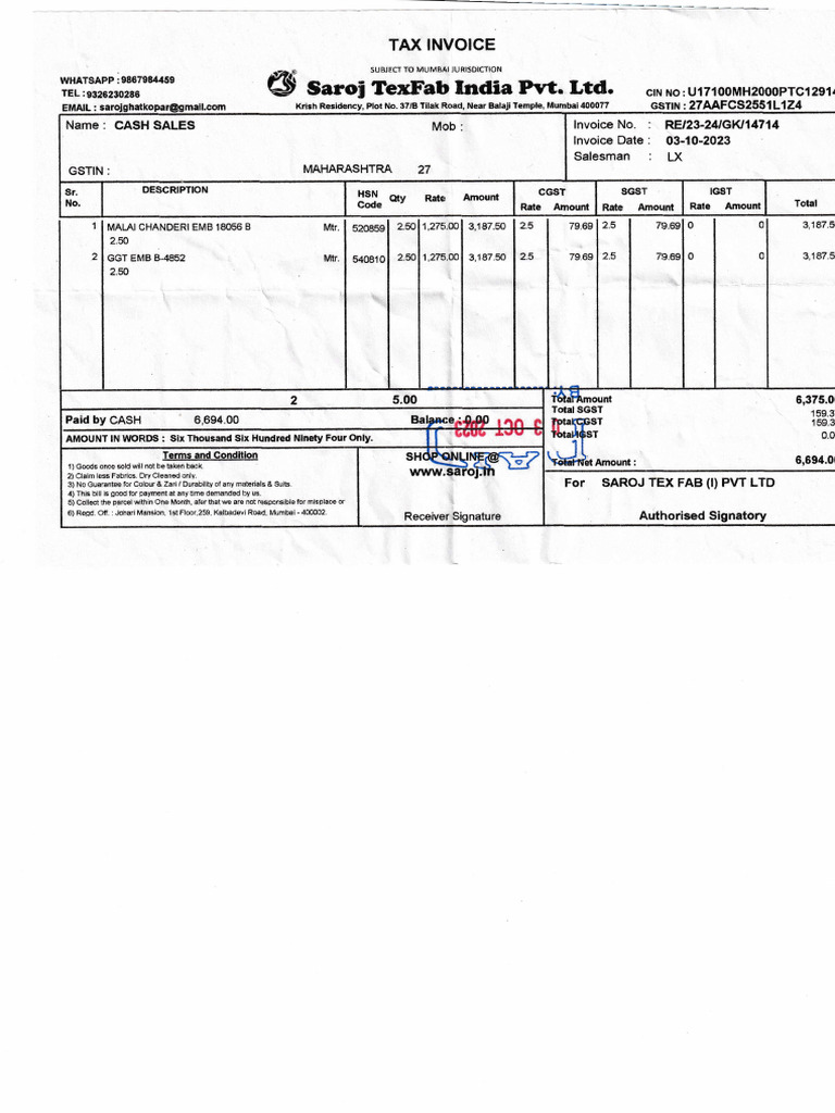 Uniform Invoice INR 16096 | PDF | Taxation | Business Documents