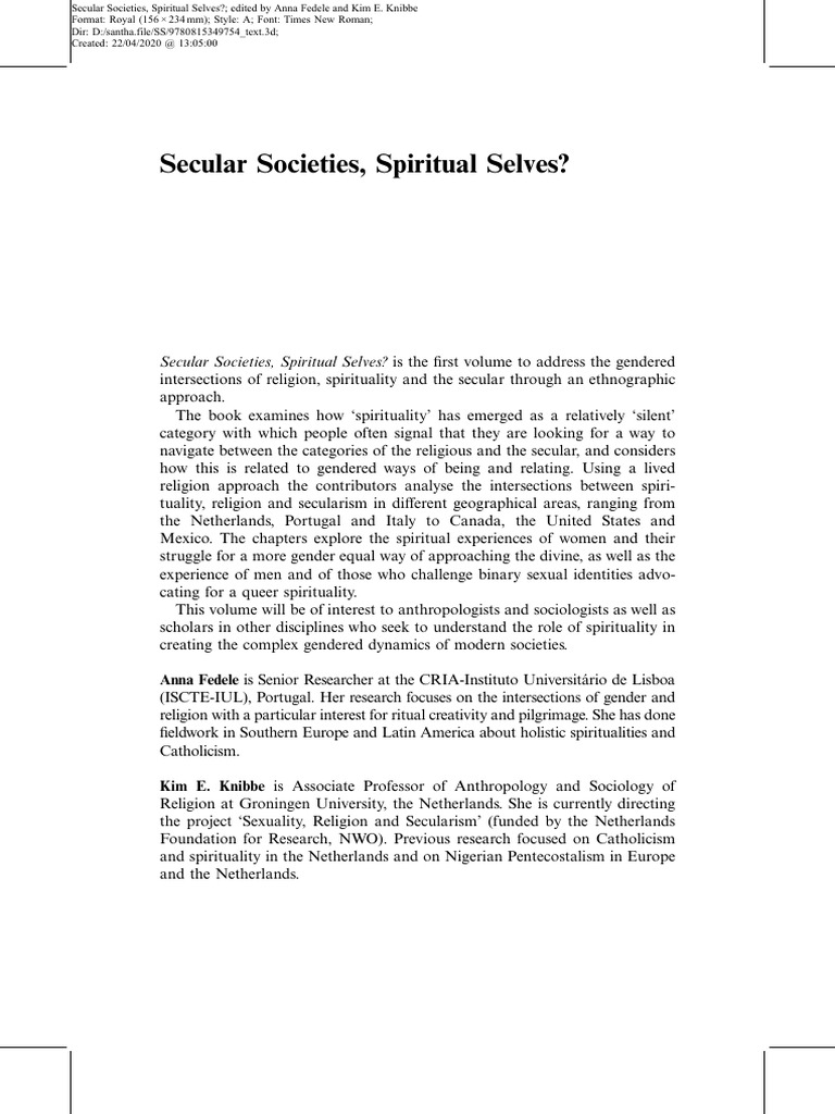 2020 Secular Societies Spiritual Selves - Proofs | PDF | Secularity ...