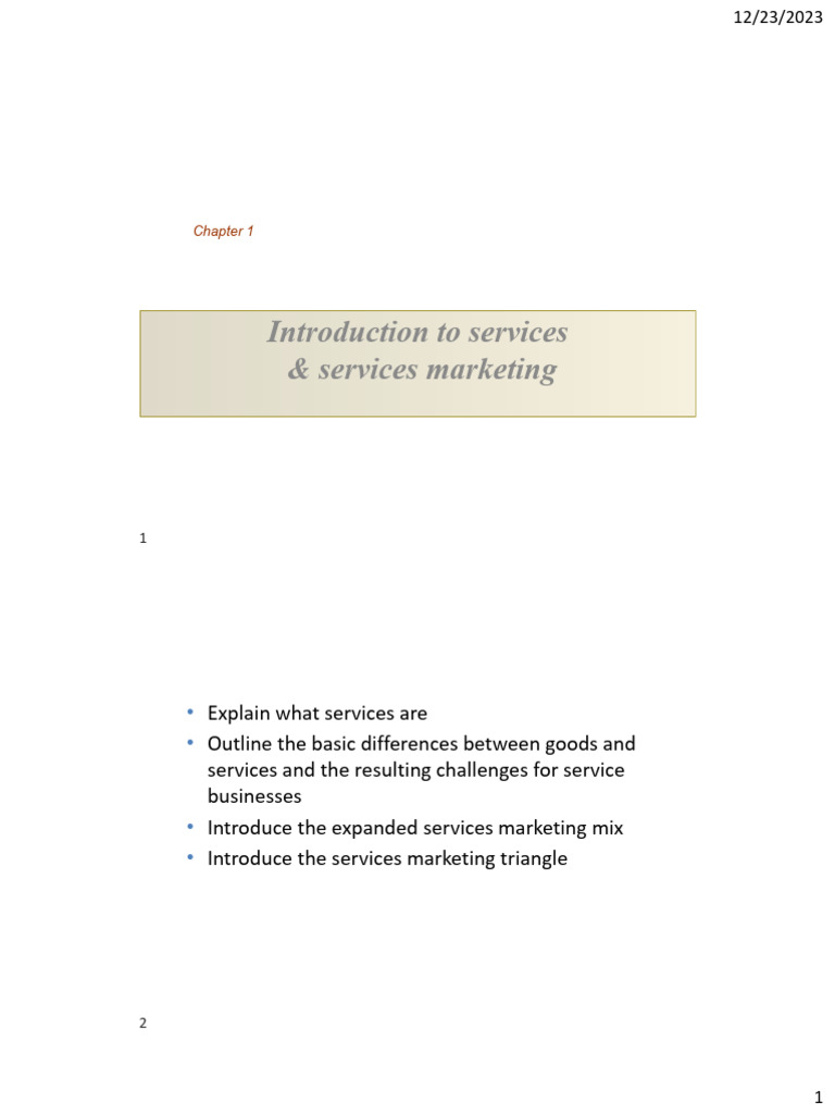 Chapter 1. Introduction To Services Services Marketing | PDF ...