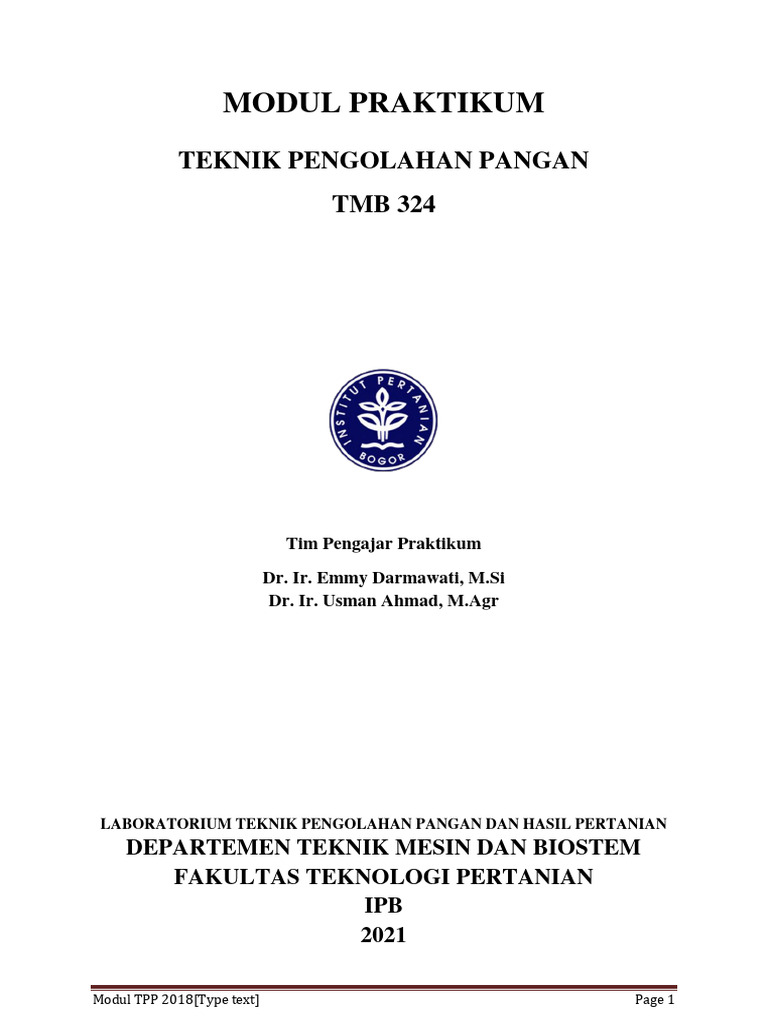 MODUL PRAKTIKUM TMB324-2021 After UTS | PDF | Applied And Interdisciplinary Physics | Chemistry