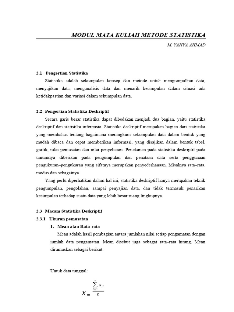 Modul - Materi-Umum Metode Statistika | PDF