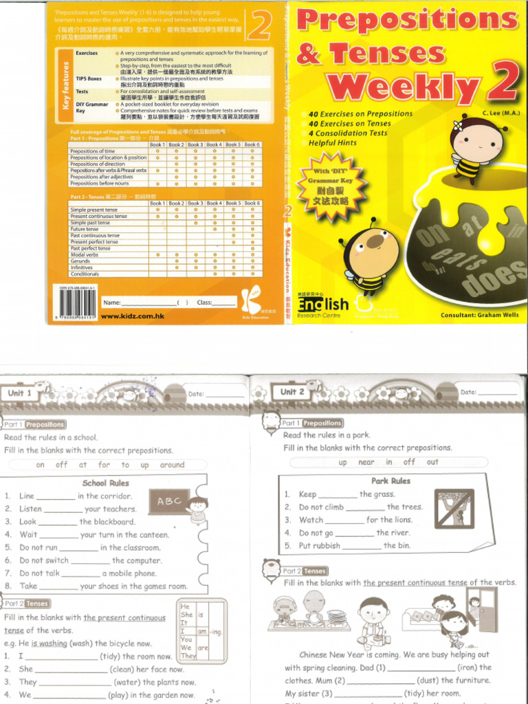 (2E4) Bee Publishing Preposition &tenses | PDF