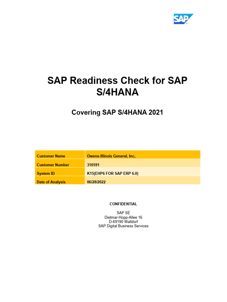 SAP Readiness Check | PDF | Plug In (Computing) | Databases