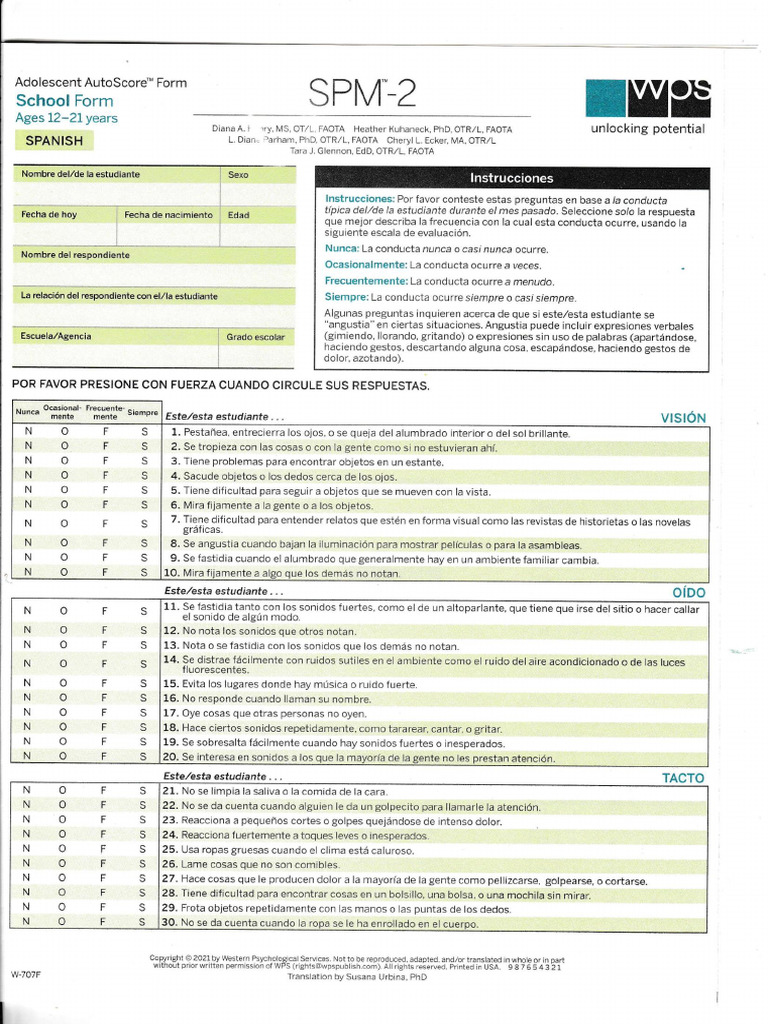 SPM2 Adolescentes Escolar | PDF