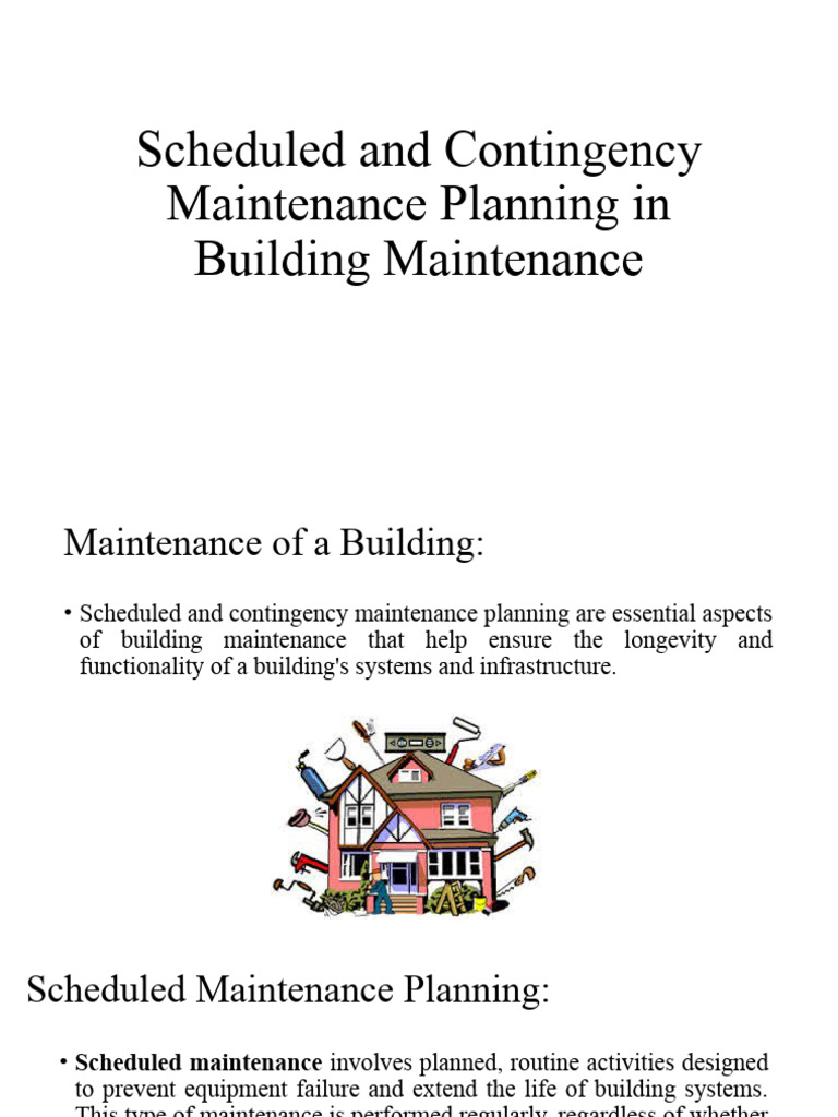 Scheduled and Contingency Maintenance Planning in Building Maintenance | PDF | Life Cycle ...