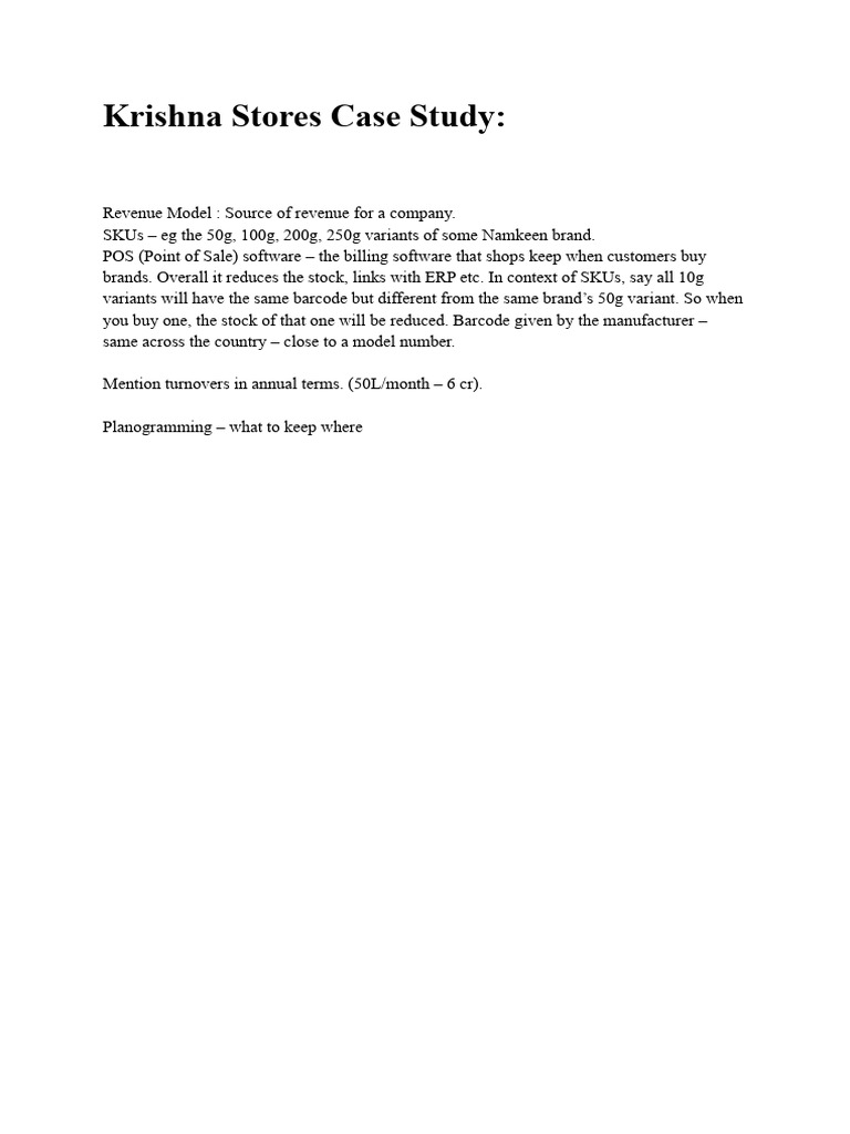 Krishna Stores Case Study | PDF