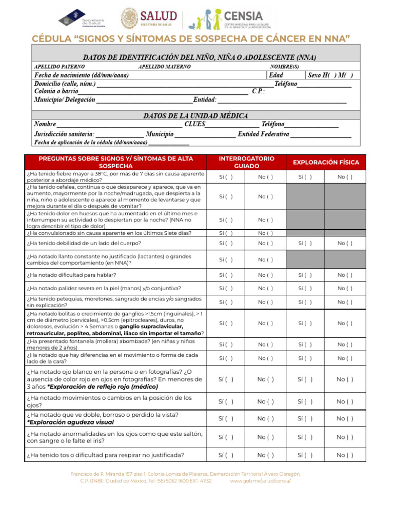 Cédula de cáncer infantil 2023 | PDF | Enfermedades y trastornos humanos | Epidemiología