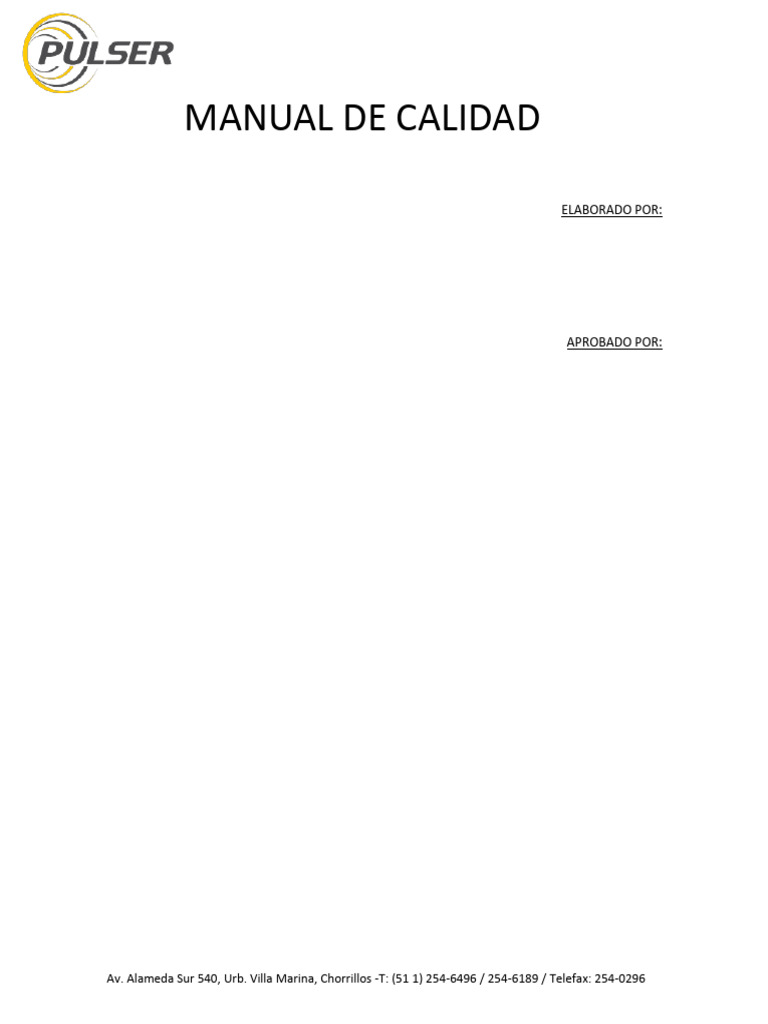 Manual de Calidad | PDF | Calidad (comercial) | Sistema de manejo de calidad