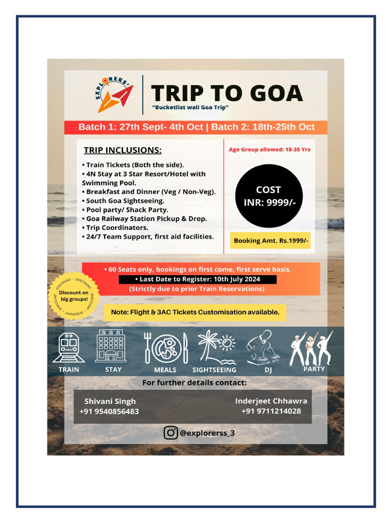 Explorers' Goa Trip October 2024 | PDF
