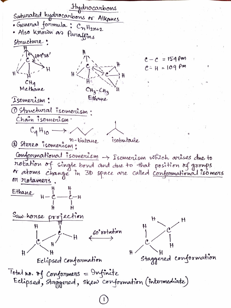 Alkanes Class Notes | PDF | Organic Chemistry | Chemistry