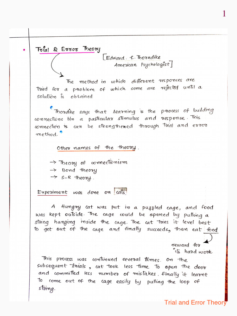 Trial and Error Theory | PDF