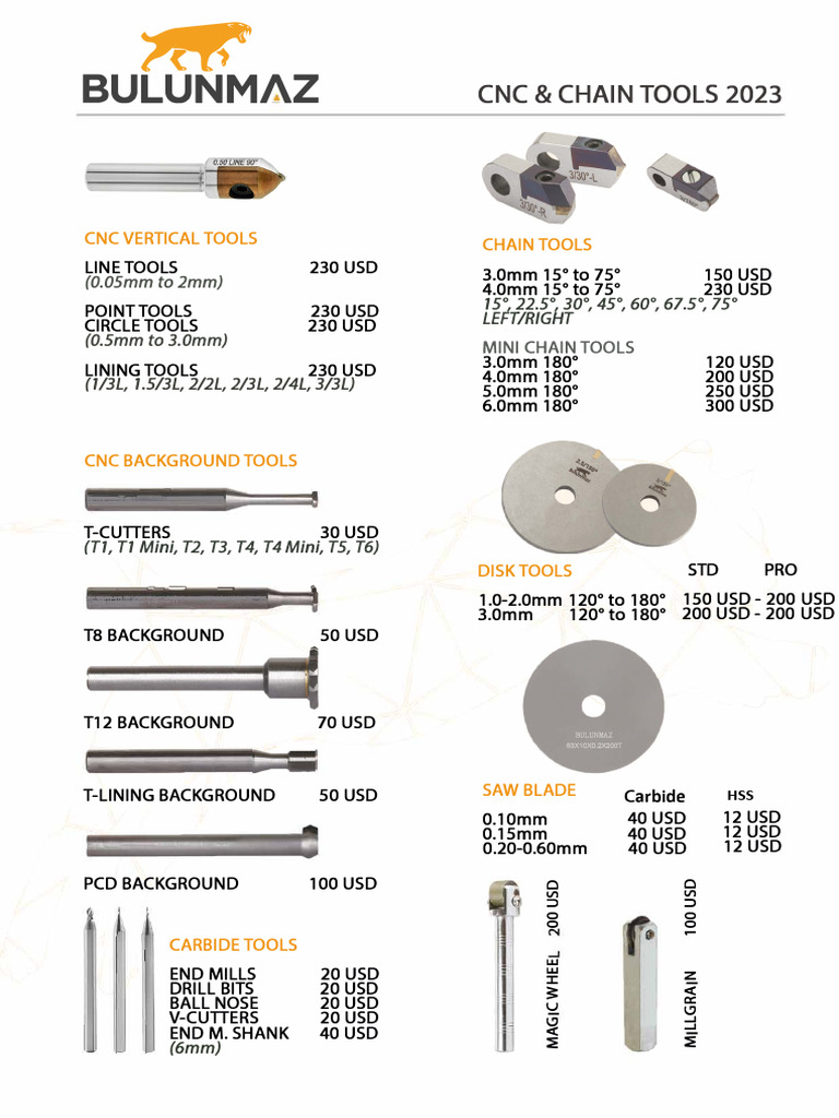 Cnc&chaintools Price List2023 | PDF | Tools | Metalworking