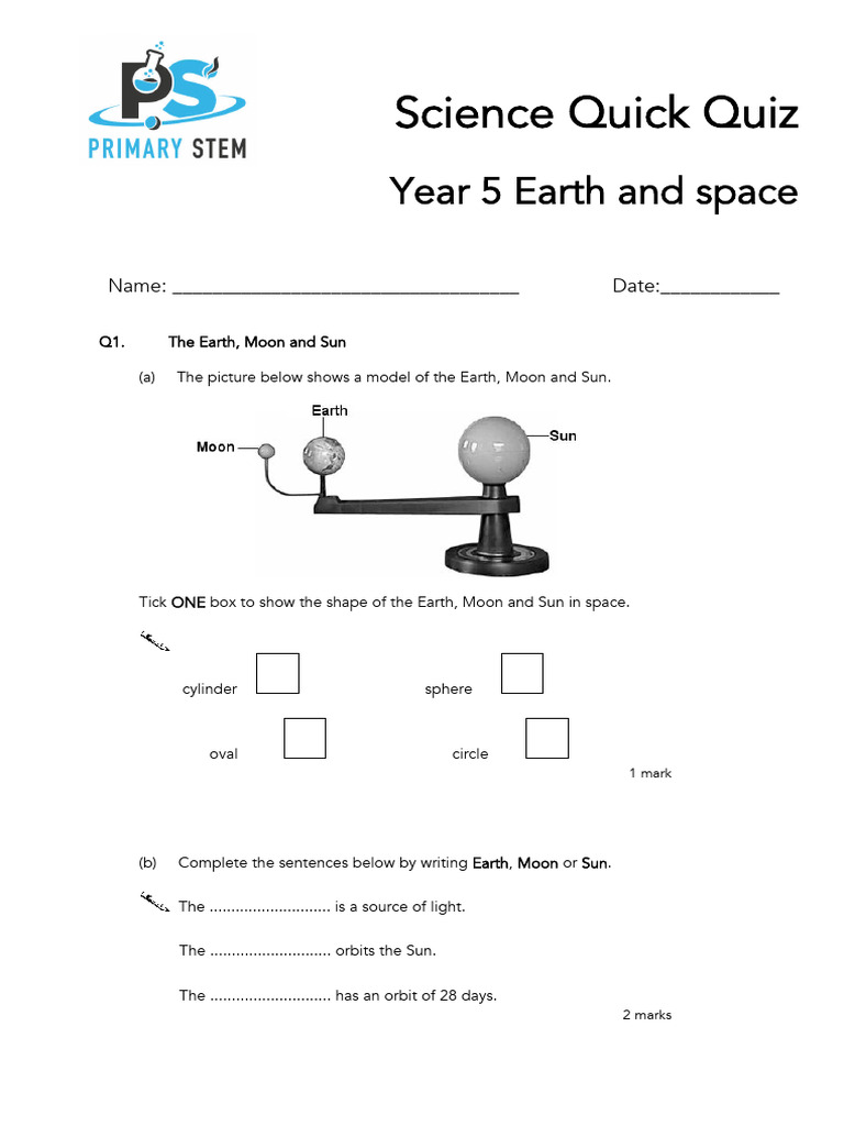 Quick-Quiz Y5 Earth-and-Space PSTEM | PDF | Earth | Night Sky