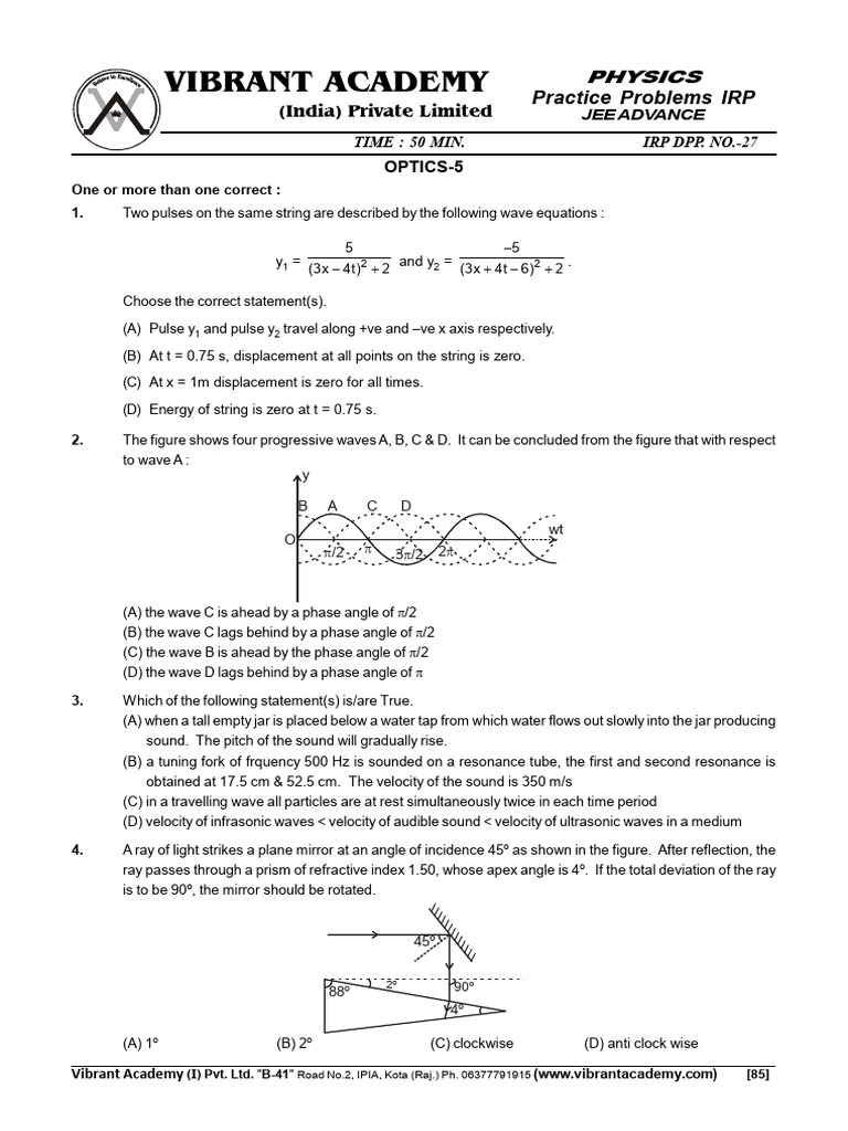 IRP DPP-27 - Without Answer - Send | PDF | Waves | Light