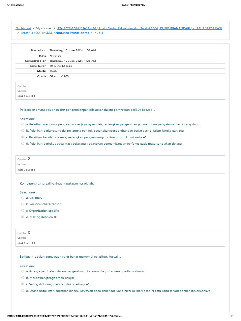 Kuis 3 - Attempt Review | PDF