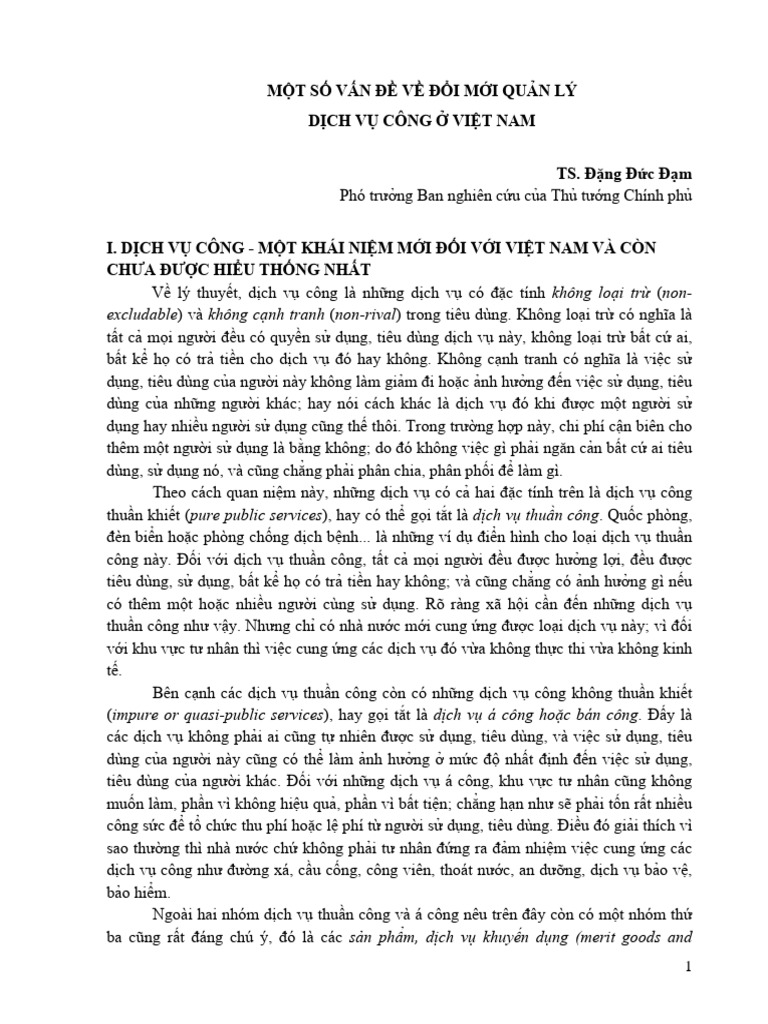 TS Dam - 1 So Van de Doi Moi Dich Vu Cong | PDF