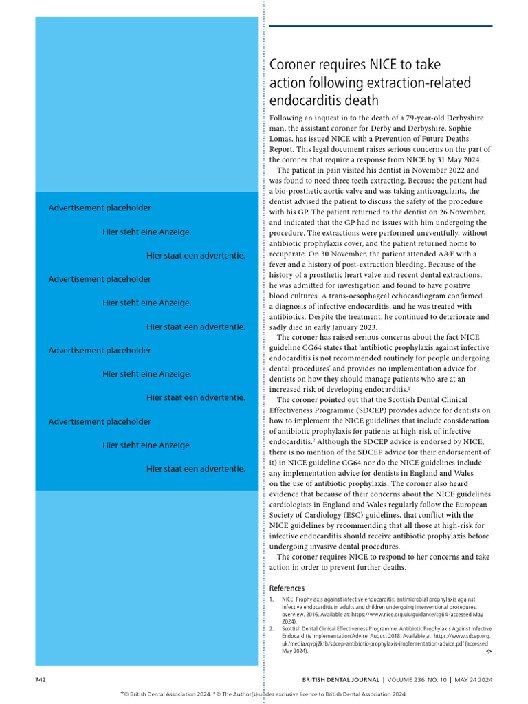 Coroner Requires NICE To Take Action Following Extraction-Related ...