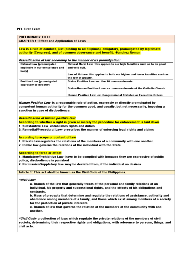 PFL 1st exam notes | PDF | Annulment | Precedent