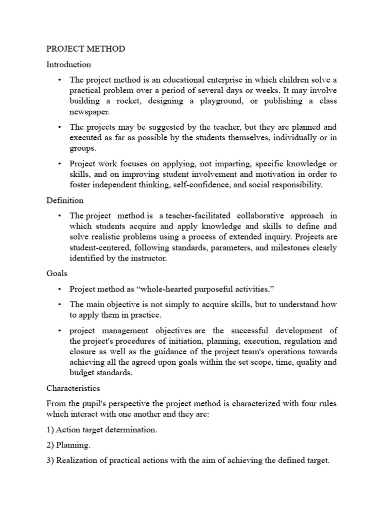 Project Method | PDF | Thought | Psychological Concepts