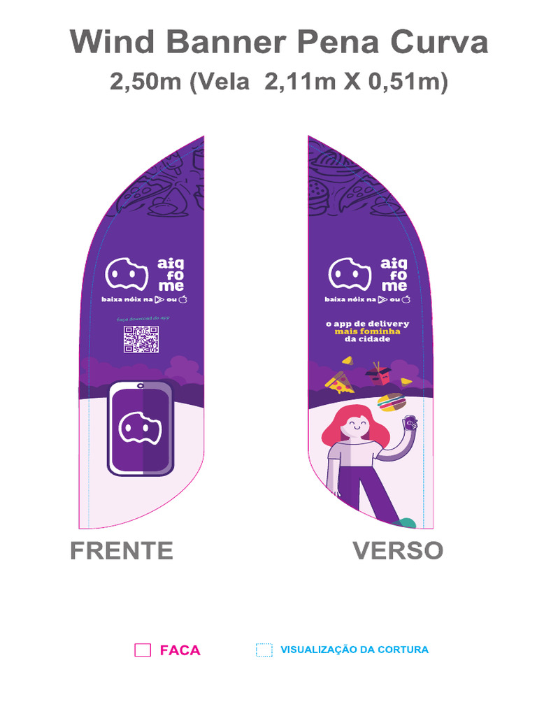 Gabarito Da Vela Do Wind Banner Com 2,50 Metros - Modelo PENA CURVA - GoBanners DUPLA FACE | PDF