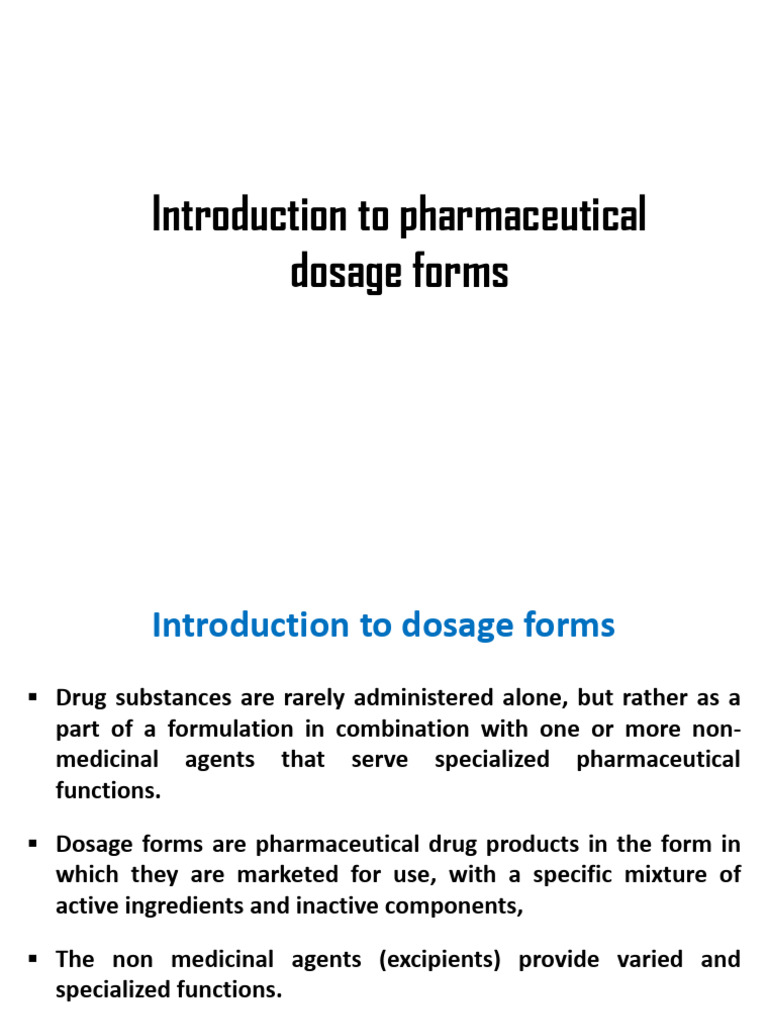 1.1 Introduction To Pharmaceutical Dosage Forms | PDF | Topical ...