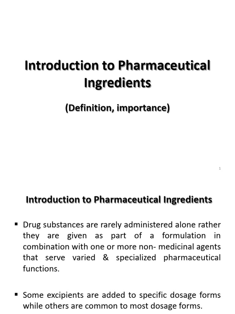 1.2 Introduction To Pharmaceutical Ingredients | PDF | Tablet (Pharmacy ...