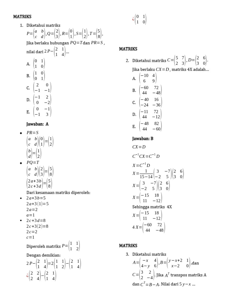 Matriks, Vektor, Program Linier Dan Spldv, Suku Banyak, Transformasi Geometri, Tabungan Dan ...