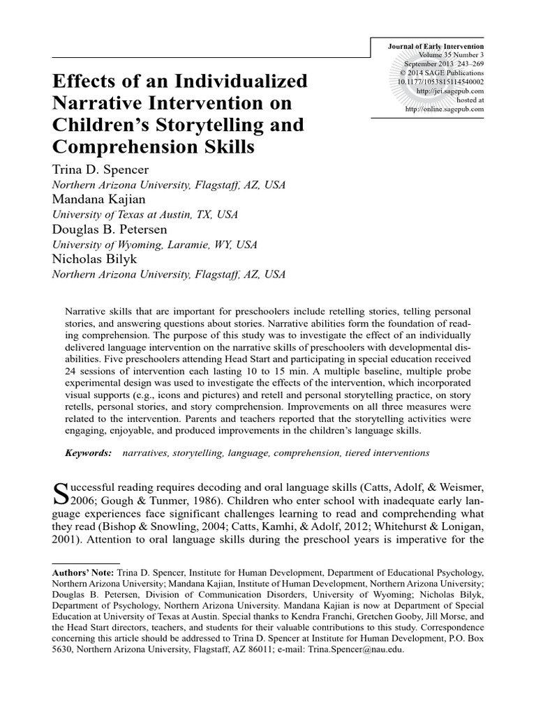 Effects of An Individualized Narrative Intervention On Children's ...