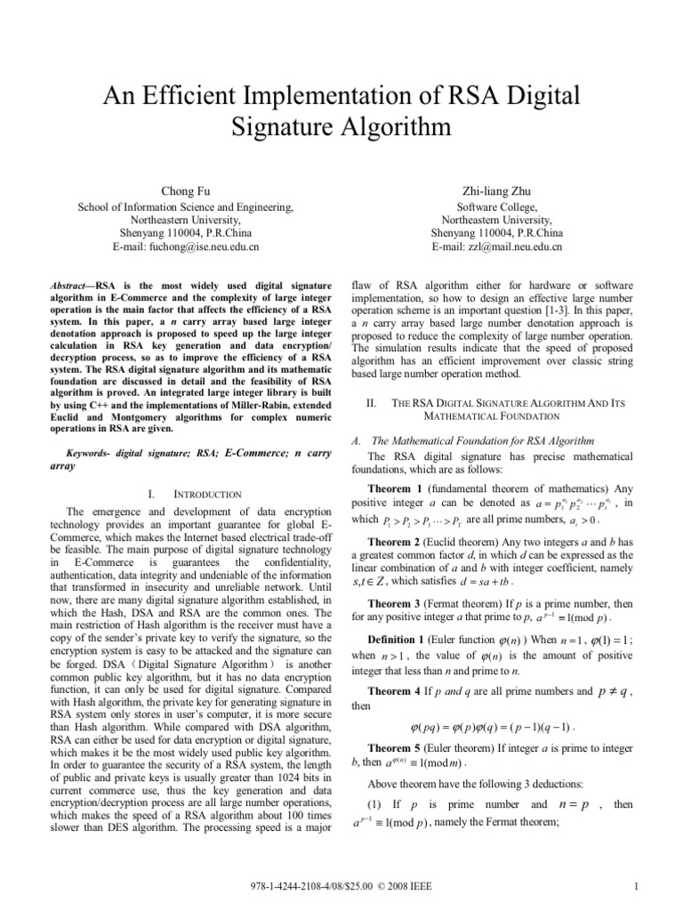 Ieee Rsa | PDF | Prime Number | Public Key Cryptography