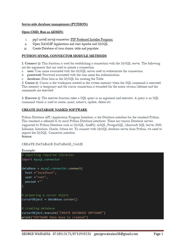 L9 Python And Mysql Db Connection Pdf Databases My Sql