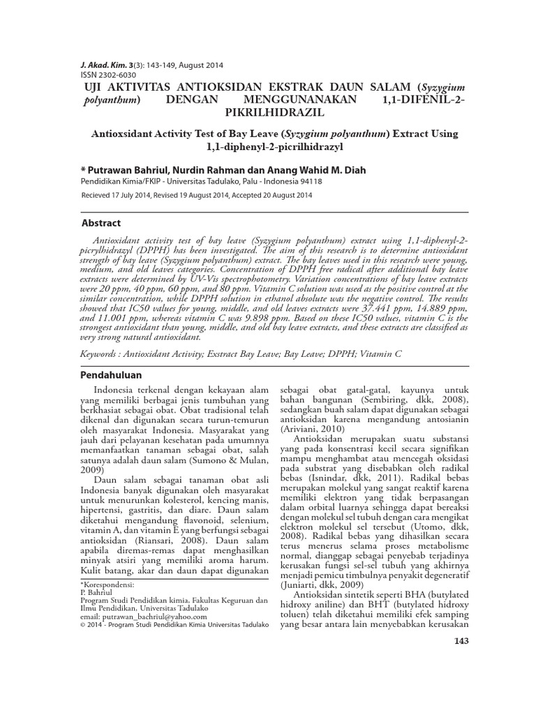 Uji Aktivitas Antioksidan Ekstrak Daun S | PDF | Kesehatan Holistik