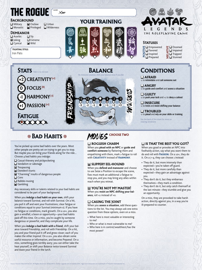 Xan-The-Rogue-Sheet | PDF