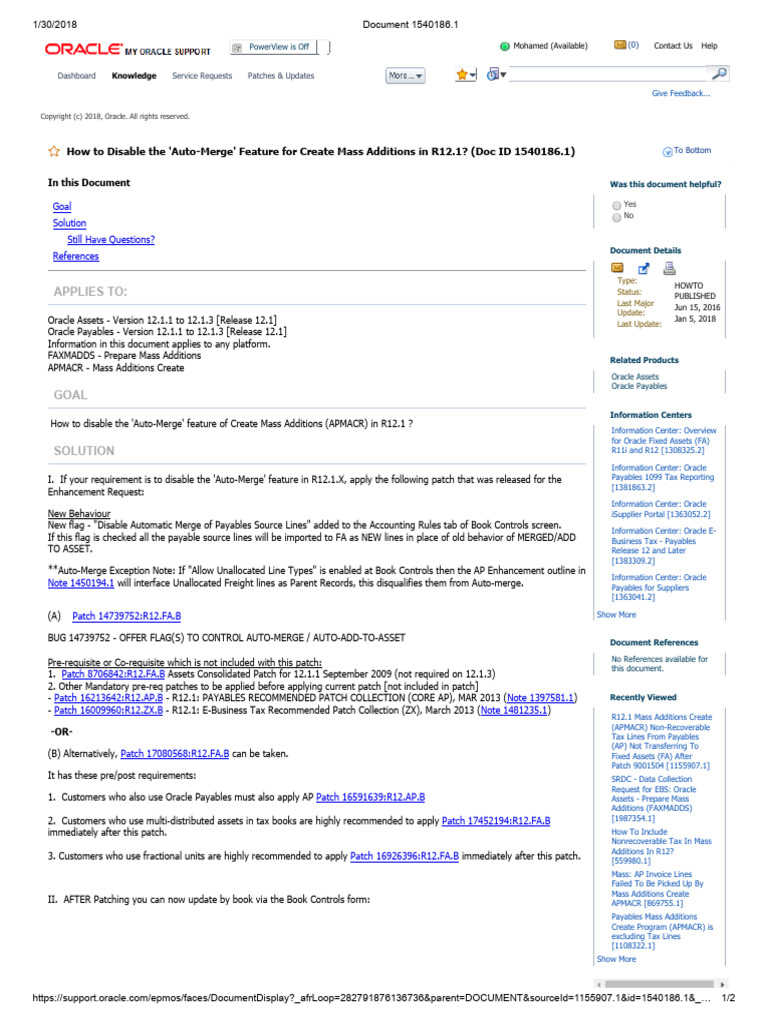 How To Disable The 'Auto-Merge' Feature For Create Mass Additions in ...