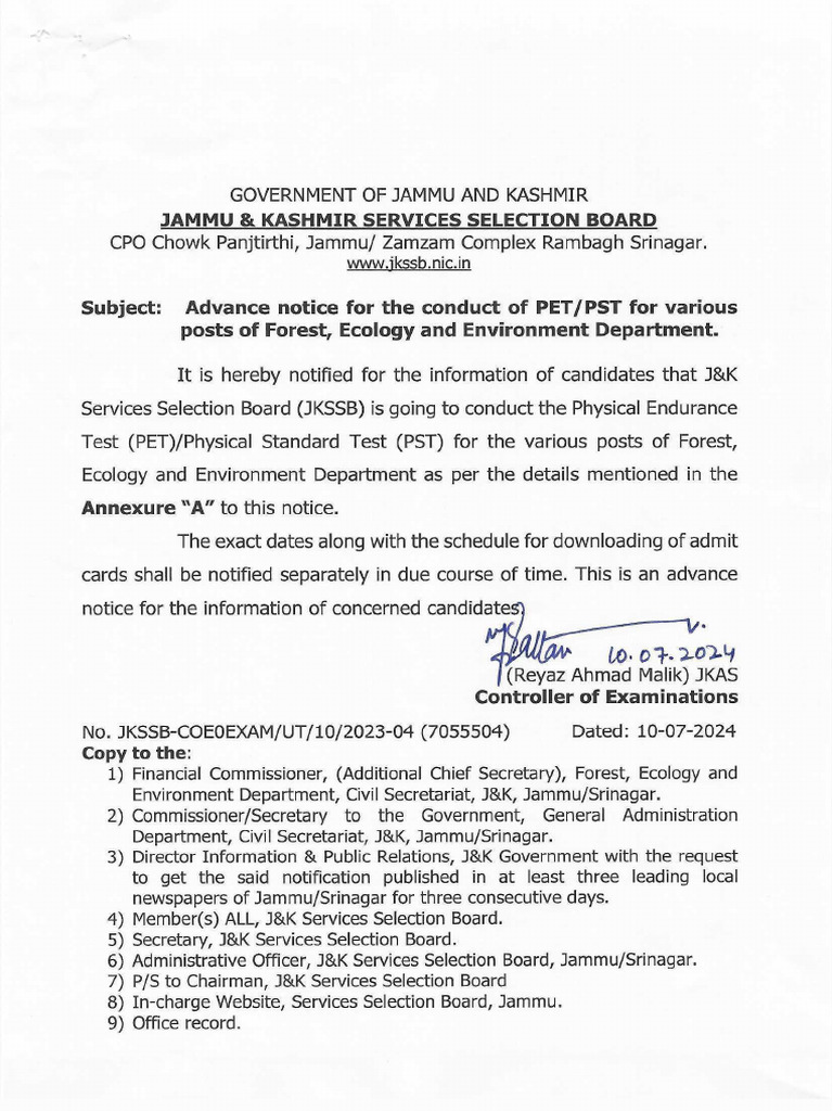 Advance Notice PET PST 10072024 | PDF