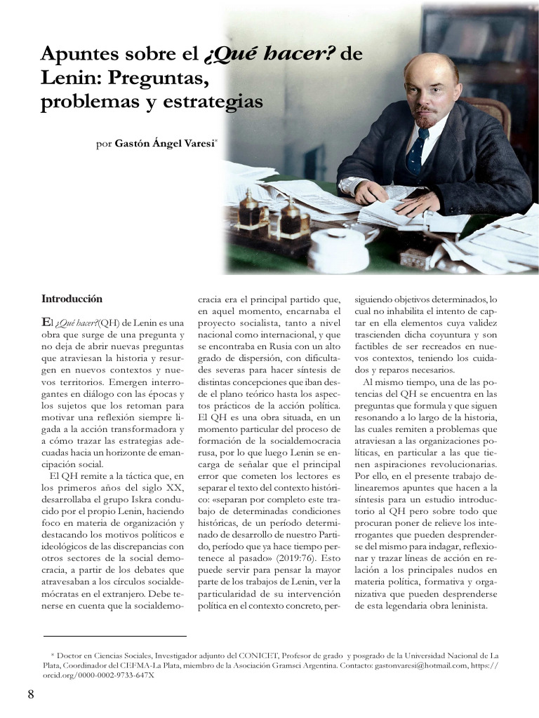 Estrategias y Preguntas del ¿Qué hacer? de Lenin | PDF | Vladimir Lenin ...