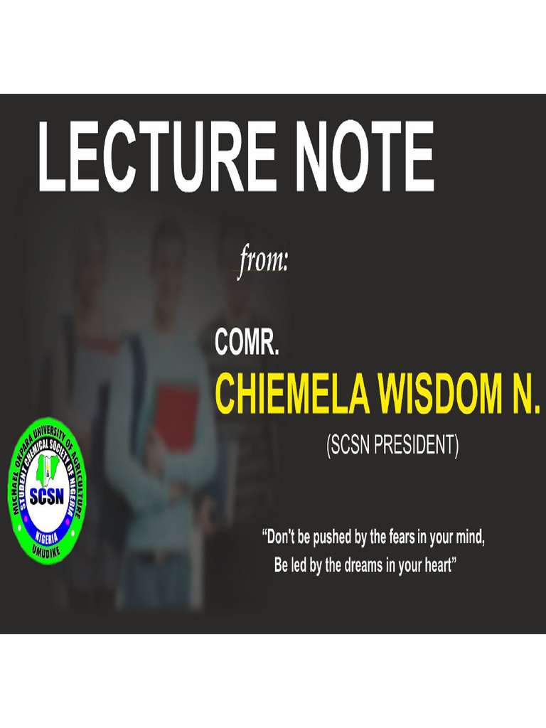 GNT 311 LECTURE NOTE.. at COMR. CHIEMELA WISDOM N.-1 | PDF
