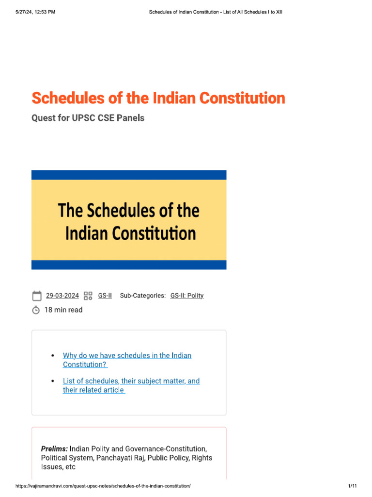 Schedule of constitution | PDF