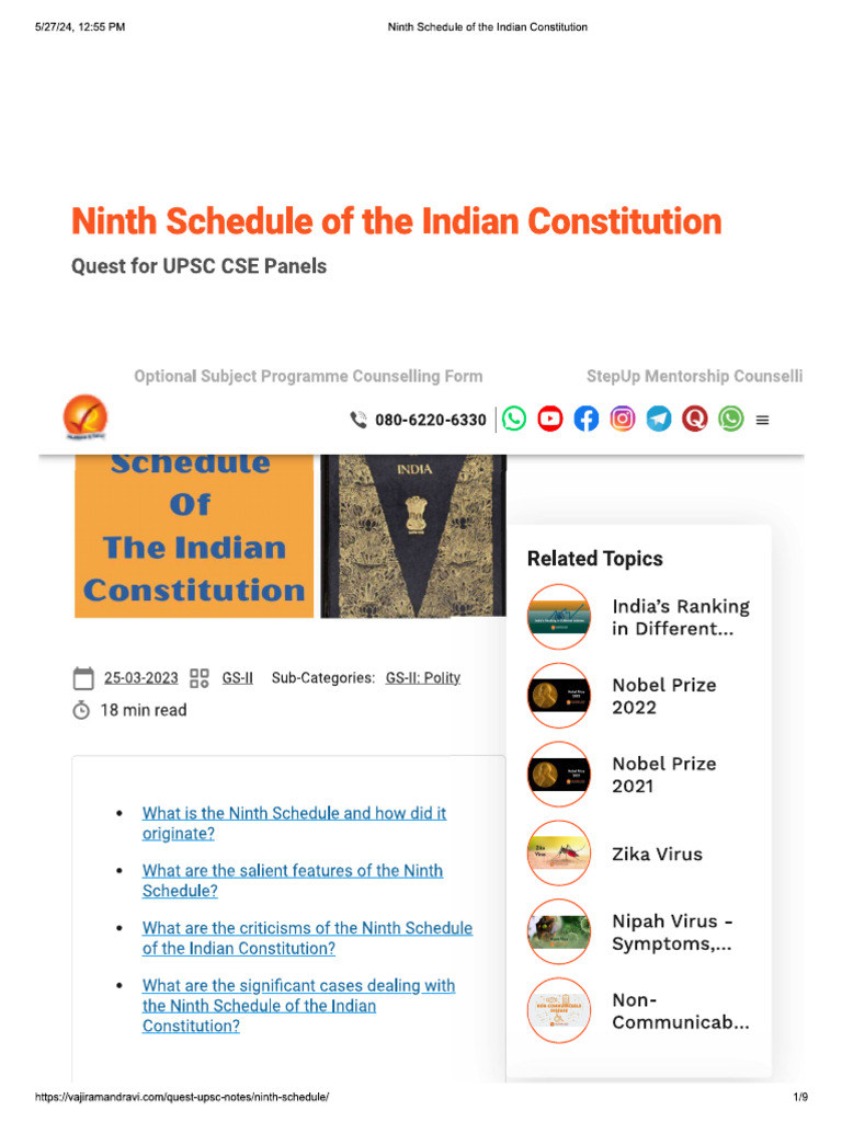 9th Schedule | PDF