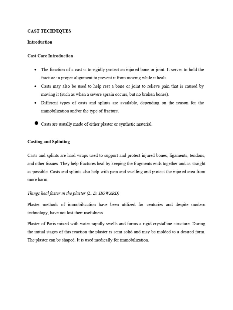 Casting & Splinting Techniques 2022-1 | PDF | Clinical Medicine