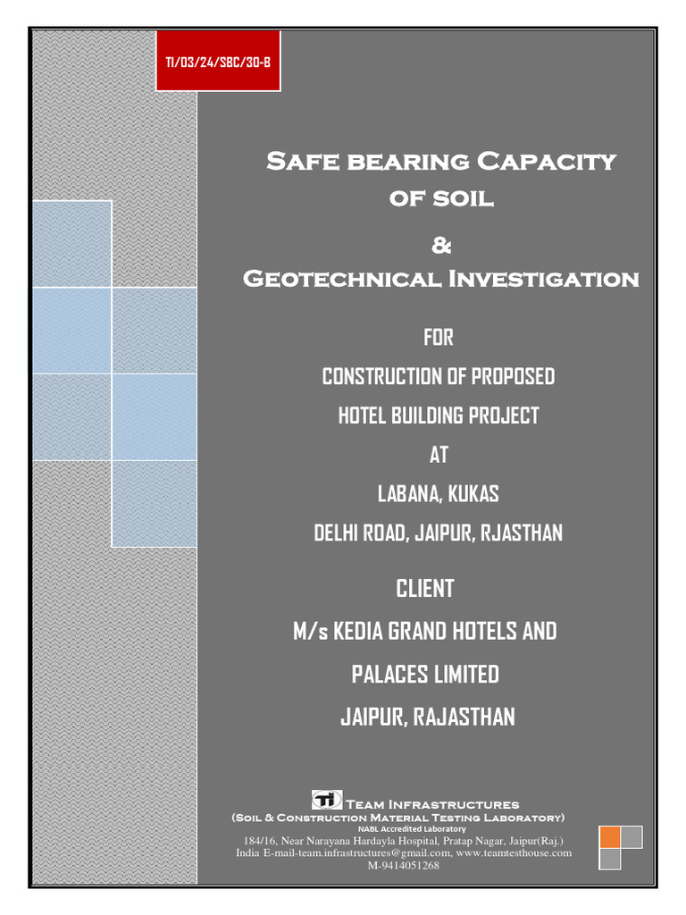 Geo Technical Investigation Report - Labana, Kukas, Delhi Road, Jaipur ...