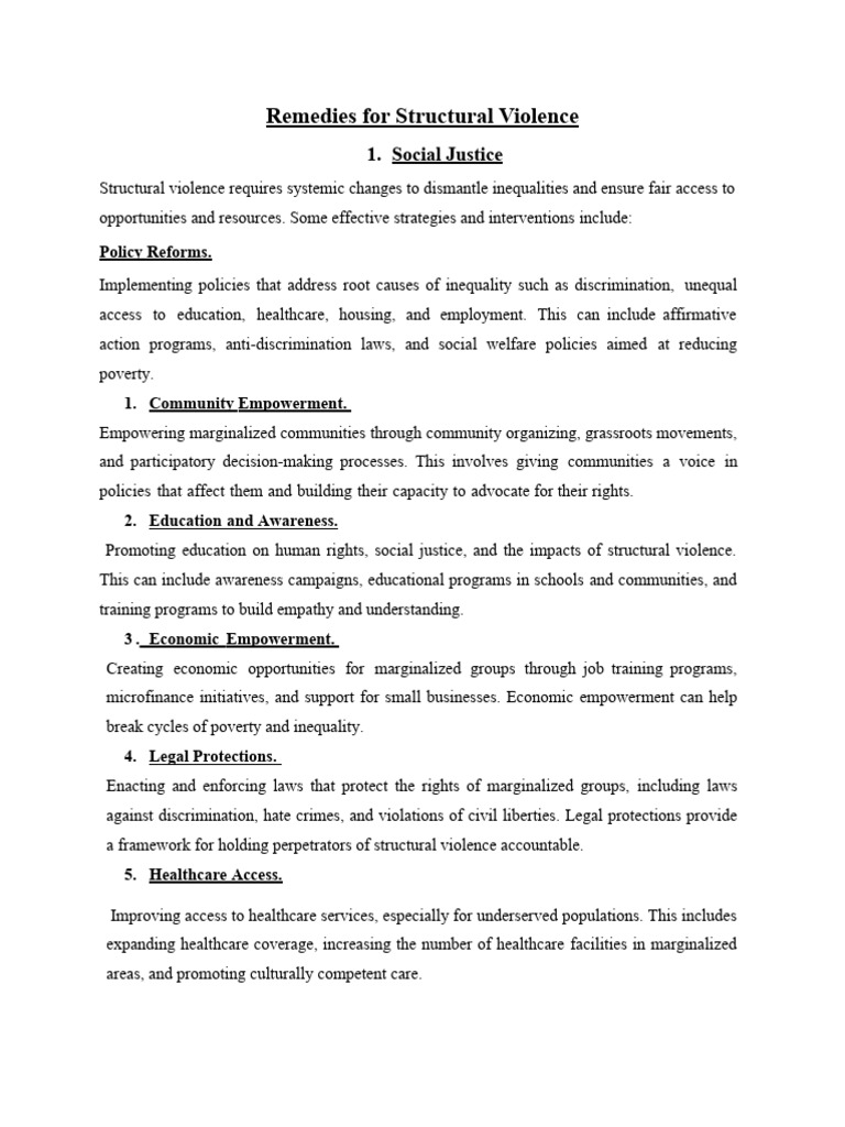 Remedies for Structural Violence | Download Free PDF | Violence ...