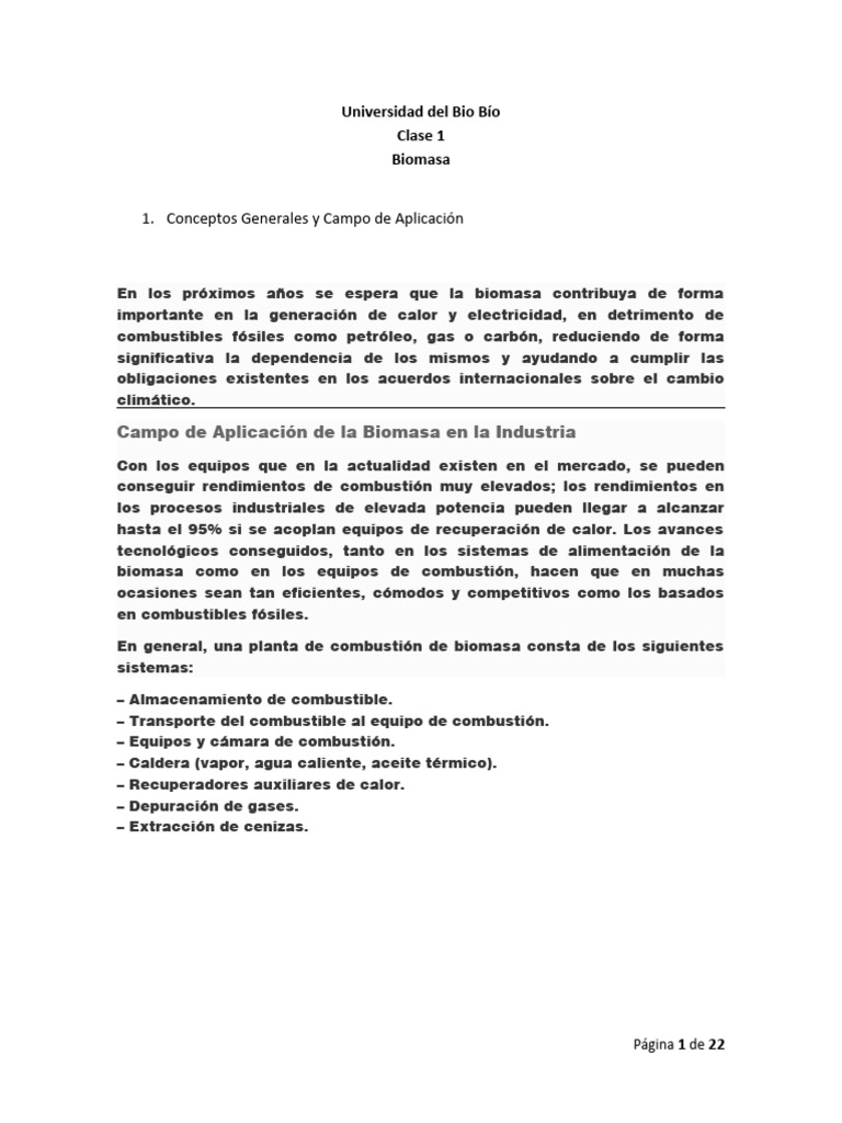 Clase 1 Biomasa | PDF | Biomasa | Cogeneración