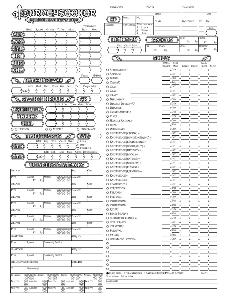 Character Sheet BW WIP | PDF | Pound (Mass)