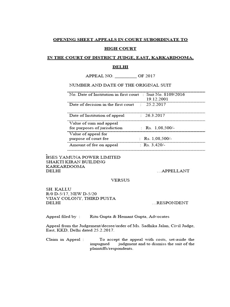 Appeal-Kallu- 2017 | PDF | Lawsuit | Appeal