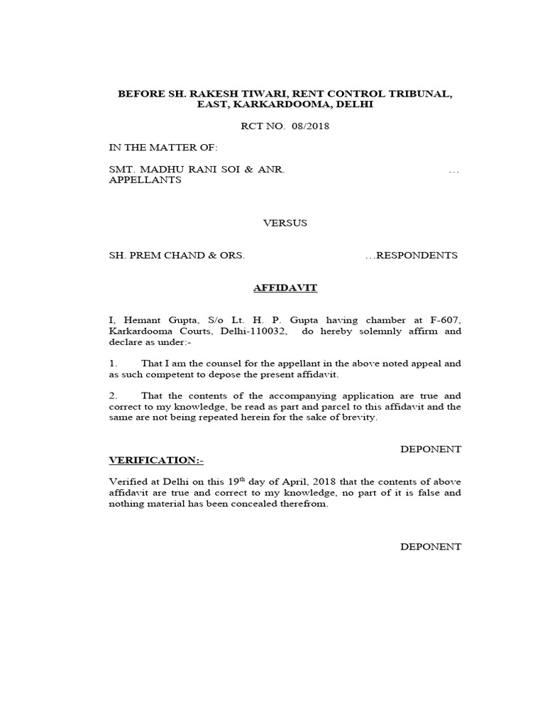 Appeal-Madhu Rani-2018 | PDF | Affidavit | Appeal