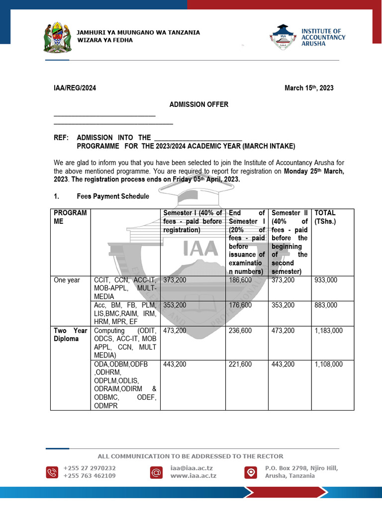 65f567ce2e64c Joining Instructions For Three Years and Two Years Diploma For March Intake 2023. ...