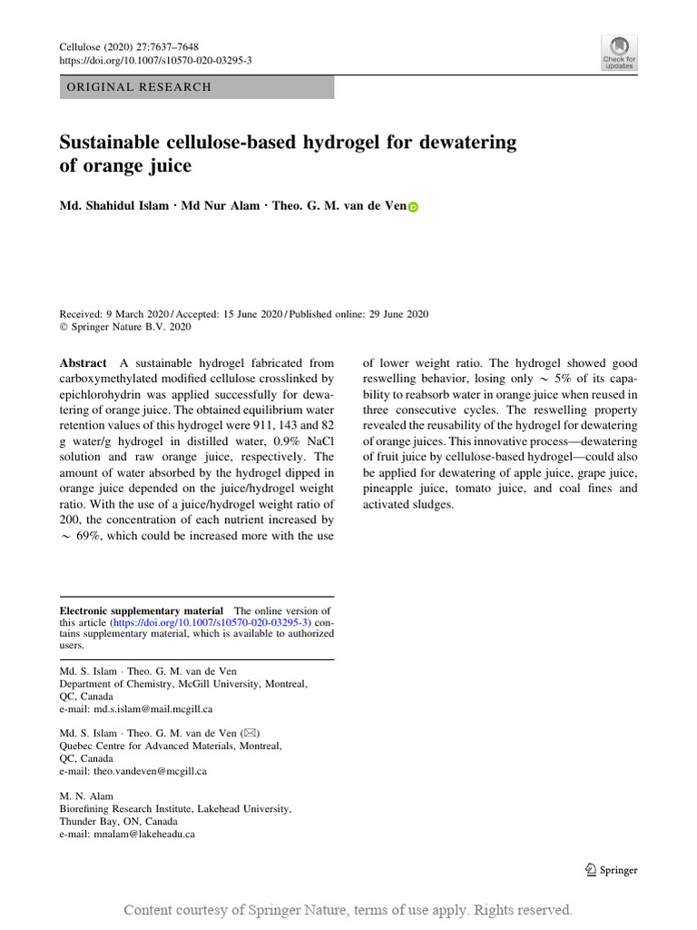 Sustainable_cellulose-based_hydrogel_for_dewaterin | PDF | Sodium Hydroxide | Gel